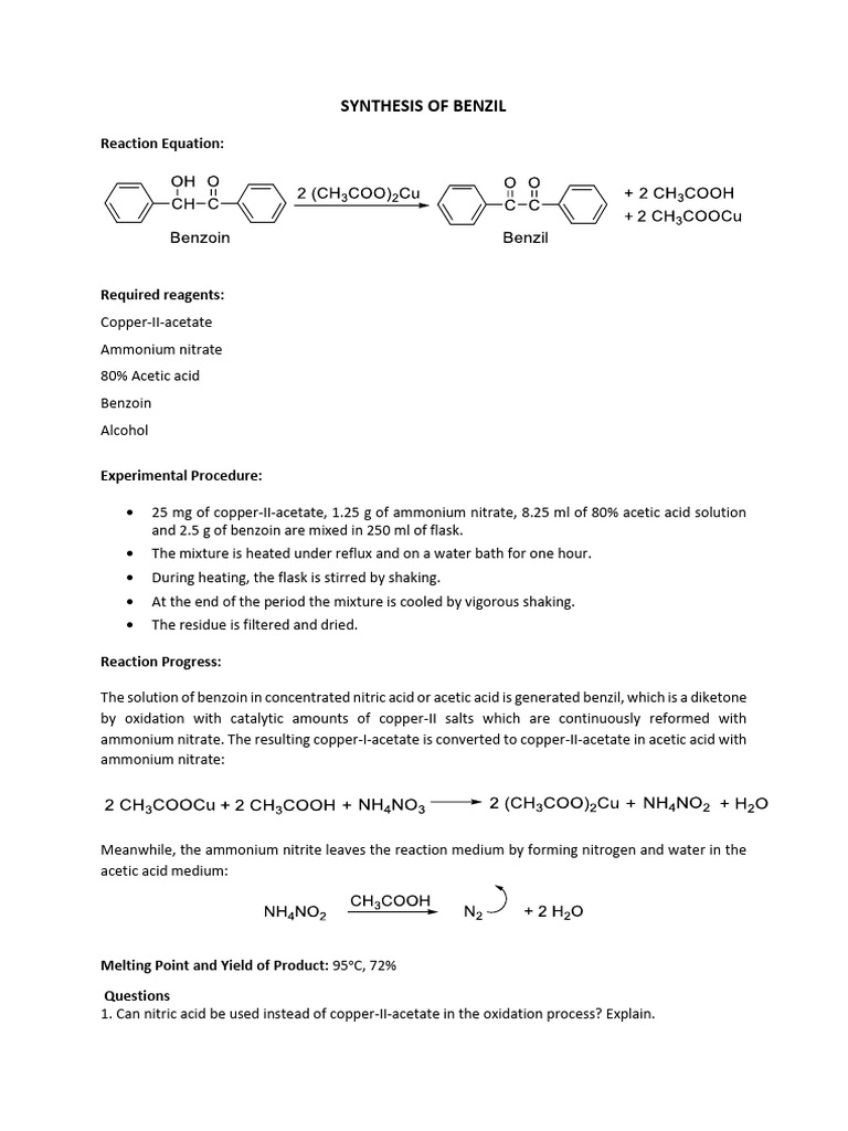 Synthesis and Melting Point of Benzil | PDF