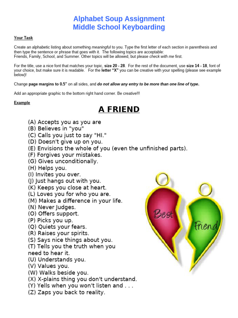 Alphabet Soup Directions and Rubric | PDF | Writing
