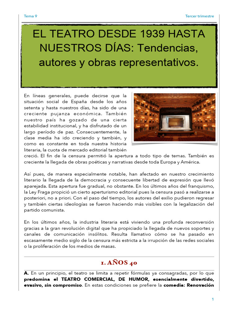 Tema 9 | PDF | Teatro | Vanguardia