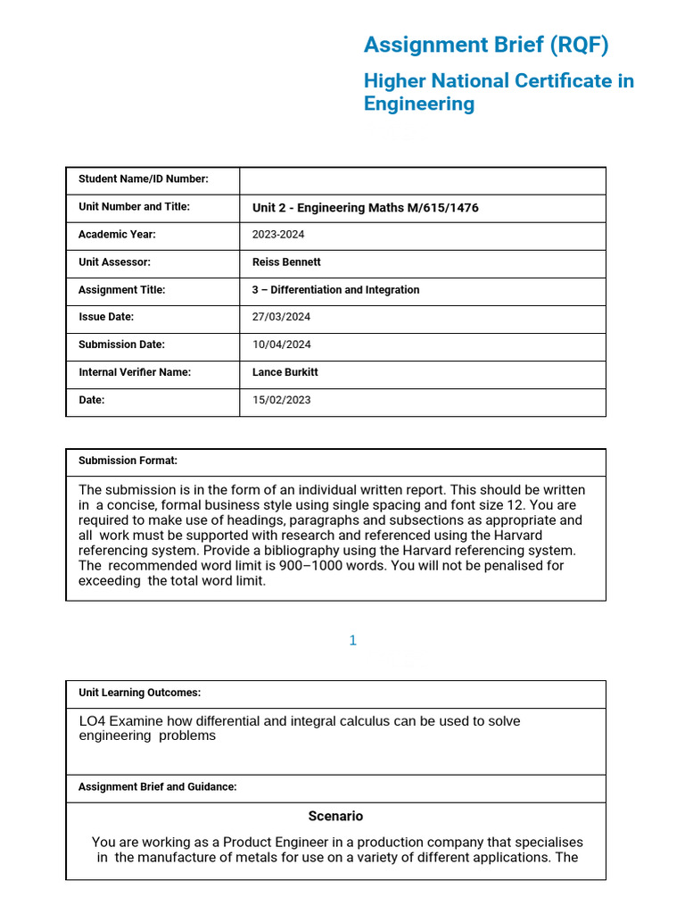 Unit 2 Maths Assignment 3 - Final | PDF | Integral | Calculus