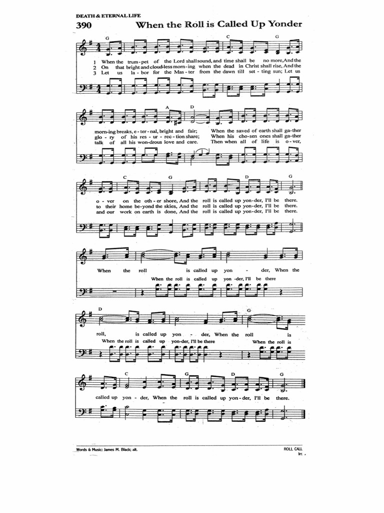When The Roll Is Called Up Yonder | PDF