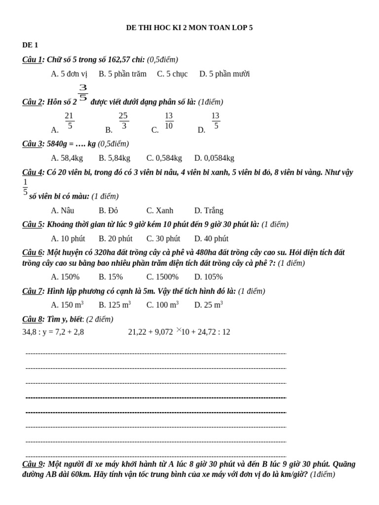 Toan Lop 5 | PDF