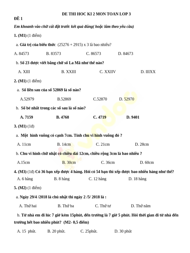 Toan Lop 3 | PDF