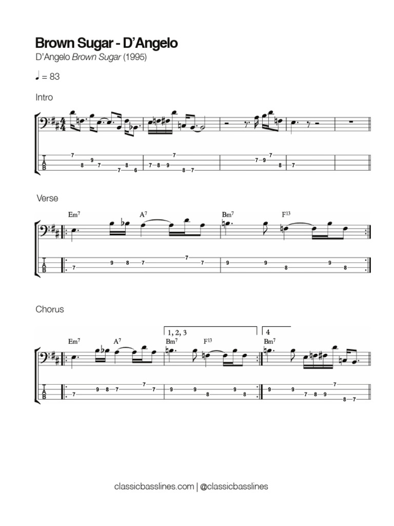 Own+sugar Dangelo Bass+tab | PDF