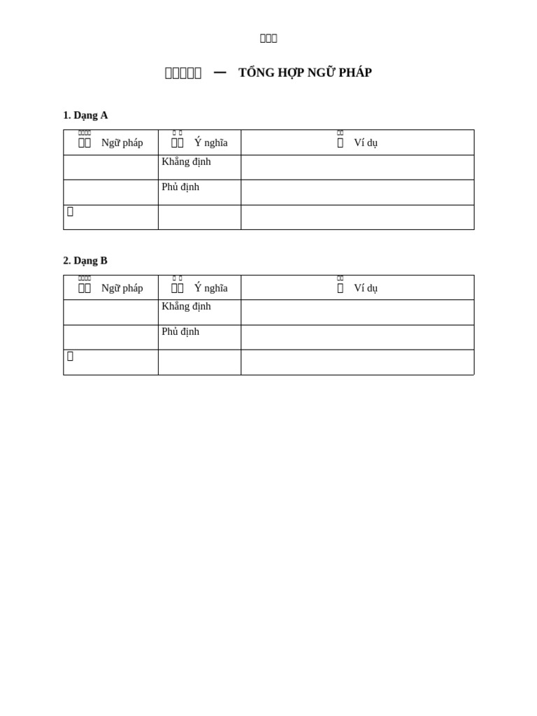 0.4 Khung T T NG H P NG Pháp | PDF