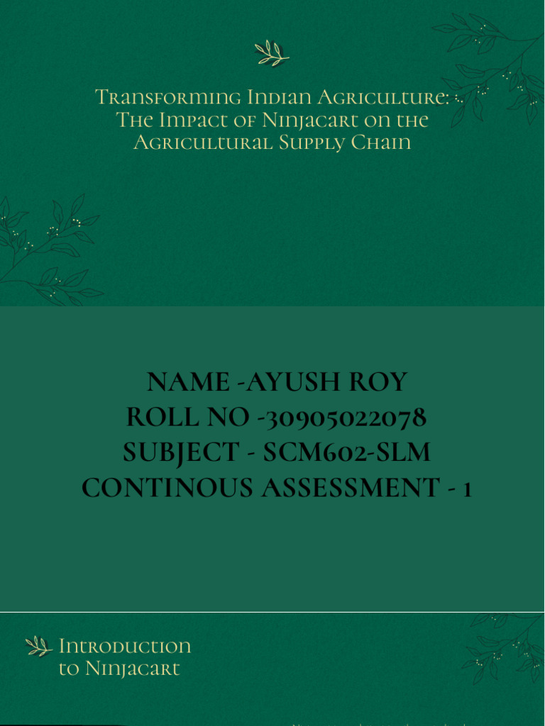Ayush Roy - scm602slm - Ca 1 | PDF | Supply Chain | Agriculture