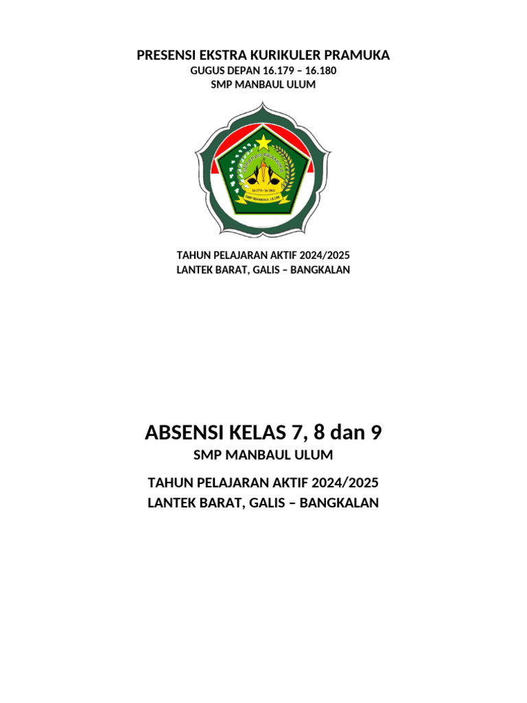 Cover Absen Ekstra Kurikuler Pramuka | PDF
