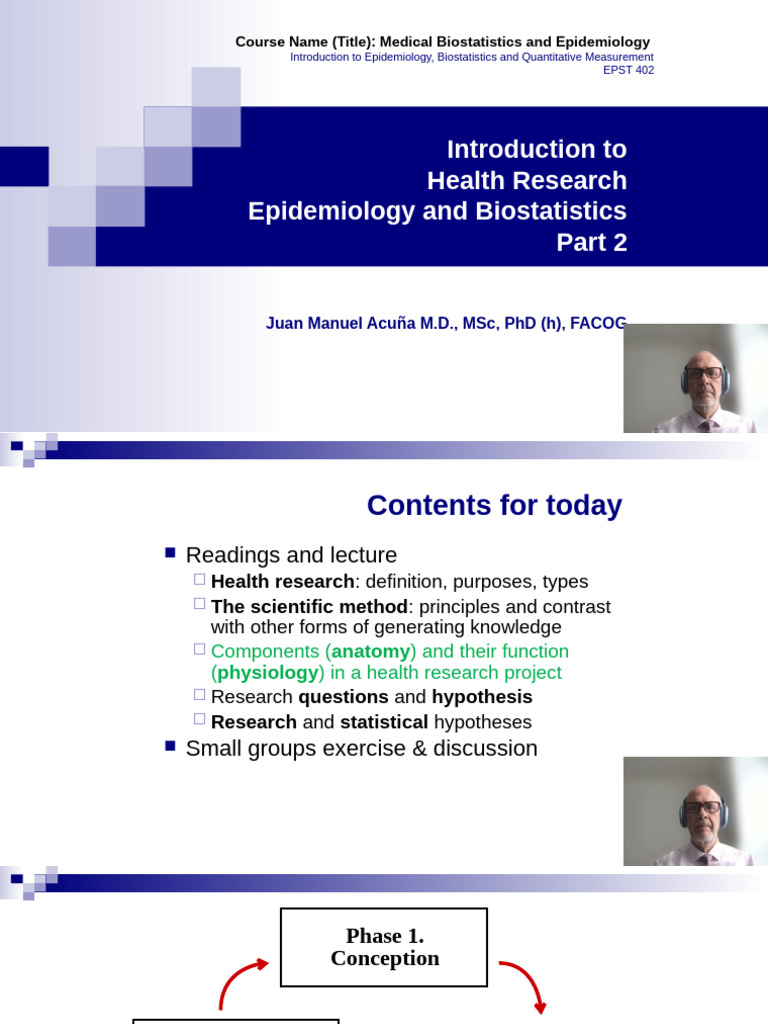 Health Research: Epidemiology Basics | PDF | Hypothesis | Statistics