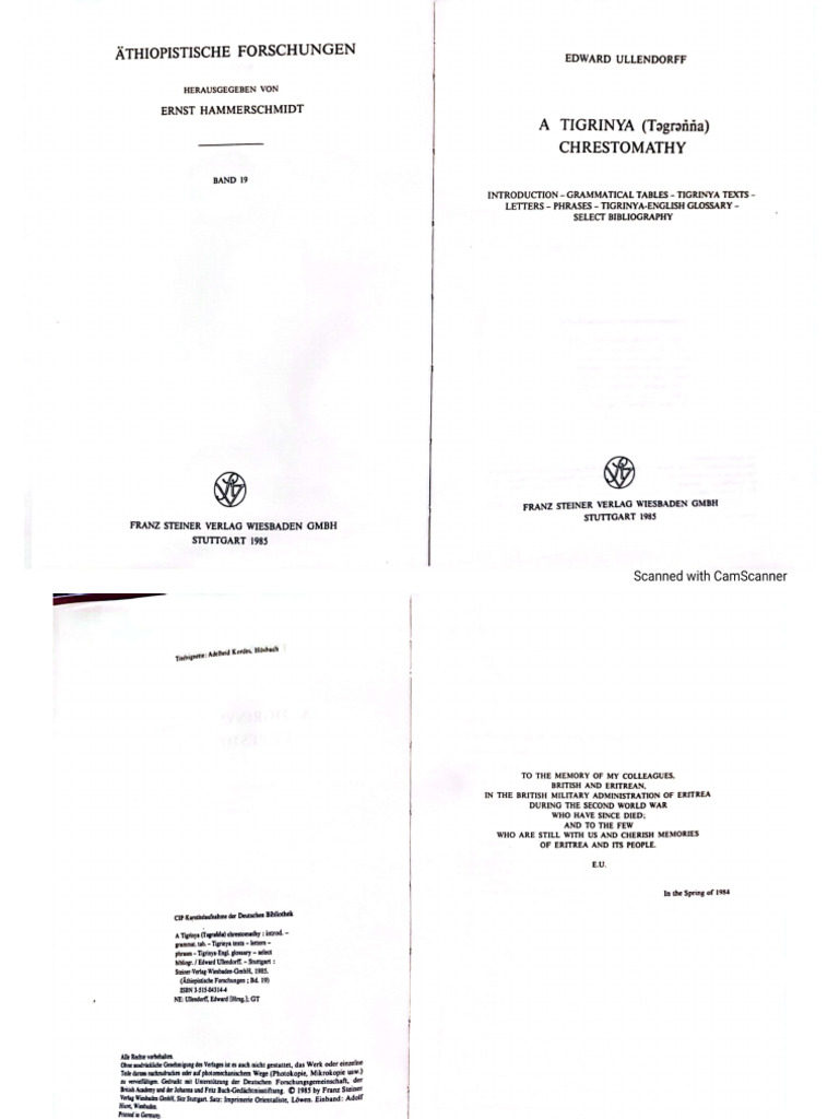 A Tigrinya (Tegrenna) Chrestomathy | PDF