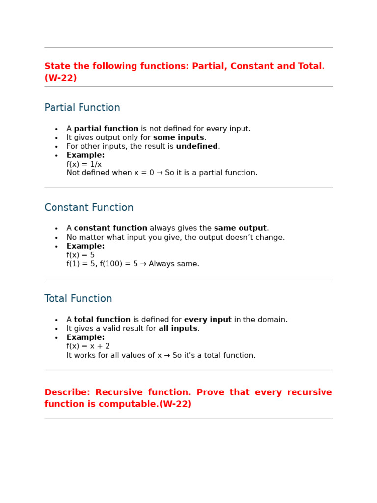 Unit 6 Computable Function | PDF | Recursion | Function (Mathematics)