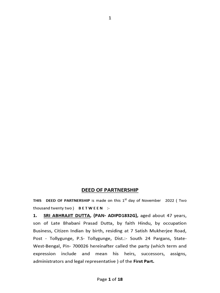 Partnership Deed for Lloyds Beach Resort | PDF | Partnership | Interest