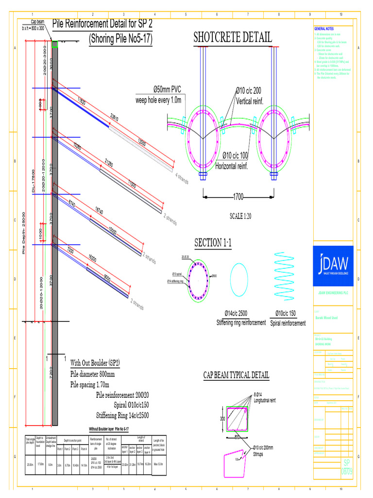 Shoring Pile Reinforcement Details SP2 | PDF | Deep Foundation | Concrete