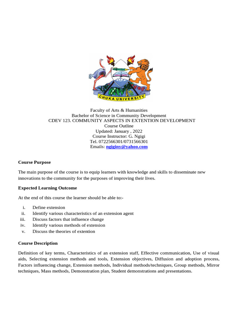 Community Development Extension Course | PDF | Communication | Information