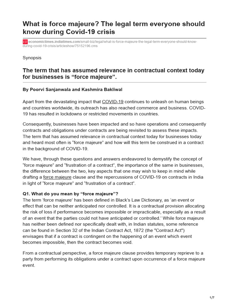 What is Force Majeure the Legal Term Everyone Should Know During Covid ...