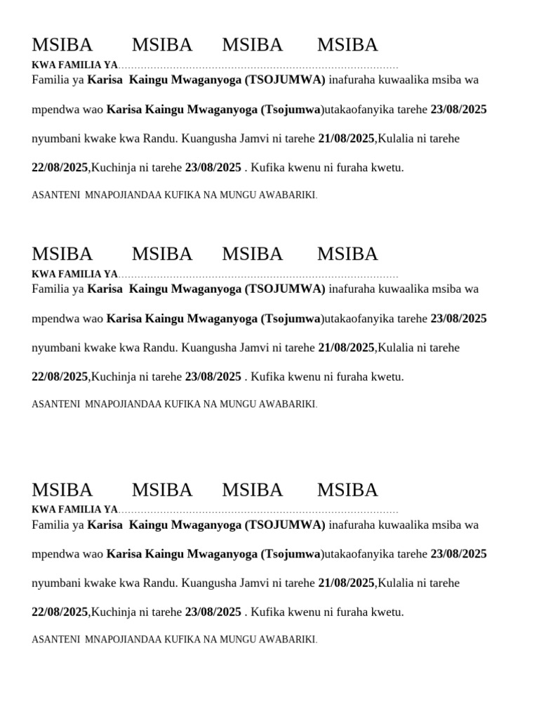 Msiba Msiba Msiba Msiba | PDF