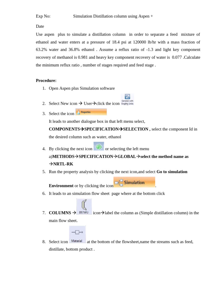 ASPEN Distillation Column | PDF | Distillation | Unit Operations