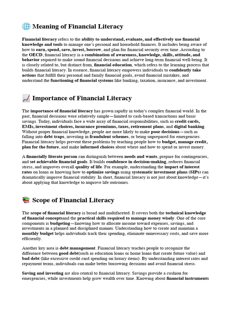 Understanding Financial Literacy Basics | PDF | Cost Of Living | Budget