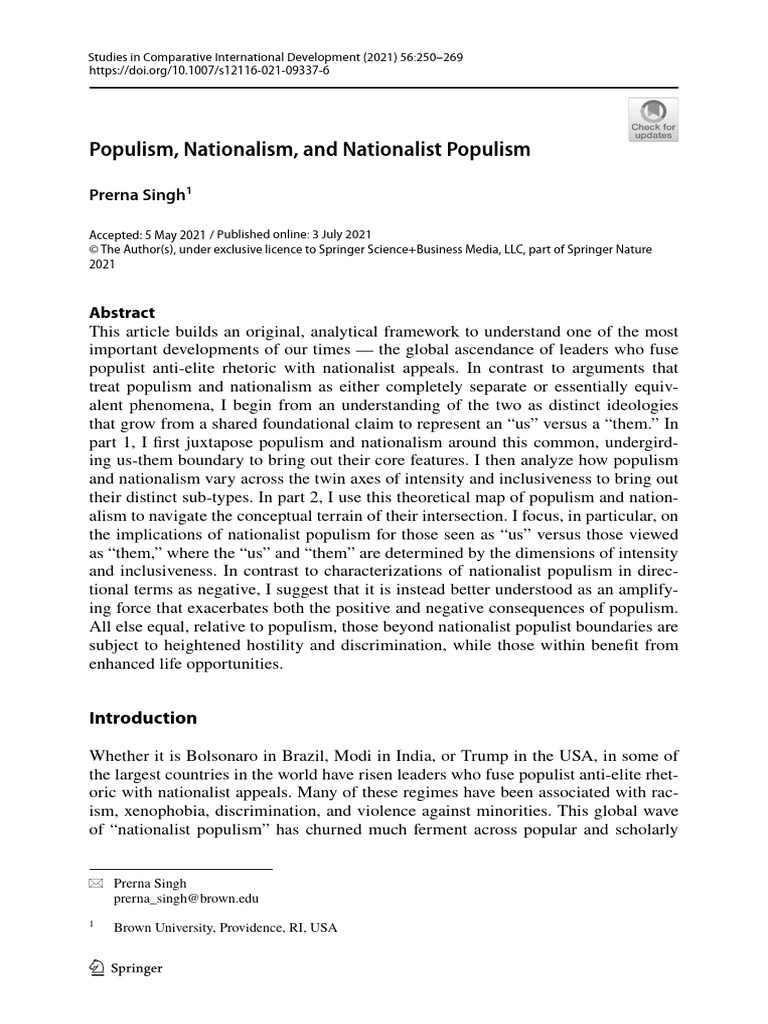 Populism Nationalism and Nationalist Populism | PDF | Populism ...