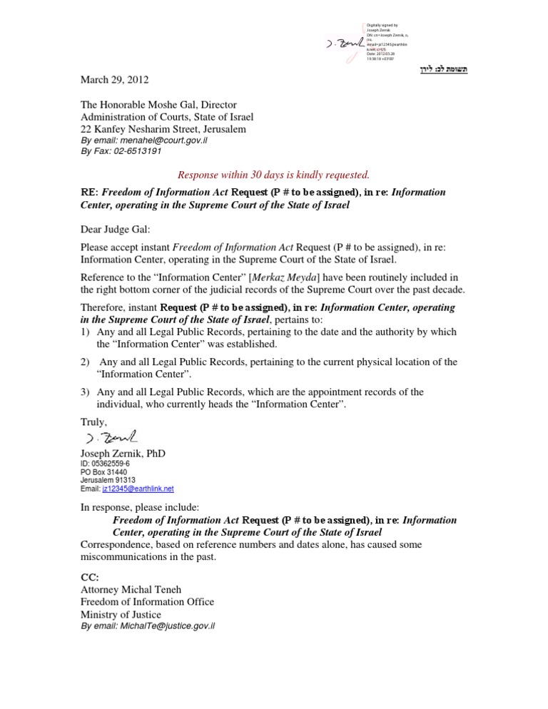RE: Freedom of Information Act Request (P # To Be Assigned), in Re ...