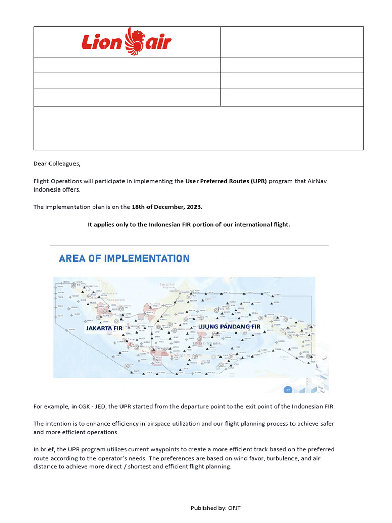 NTP 031. User Preferred Route (UPR) Implementation 2 | PDF
