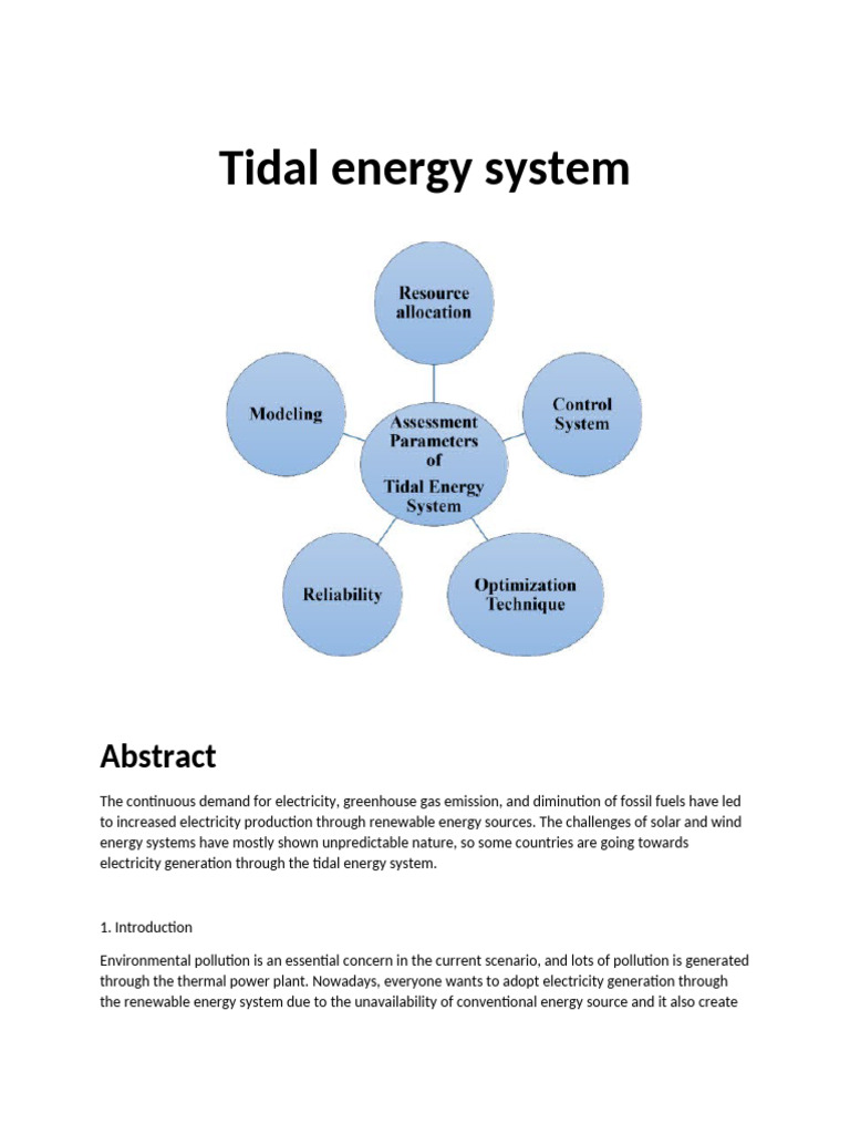 Tidal Energy System | PDF | Energy Development | Renewable Energy