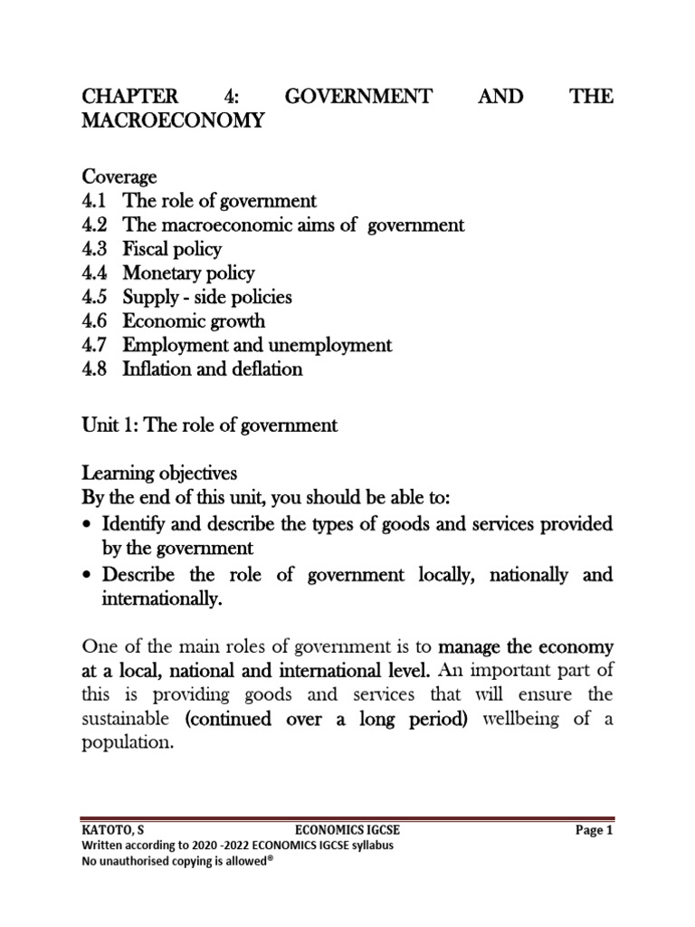 Igcse Economics Chapter 4-6 PDF | PDF | Taxes | Money Supply