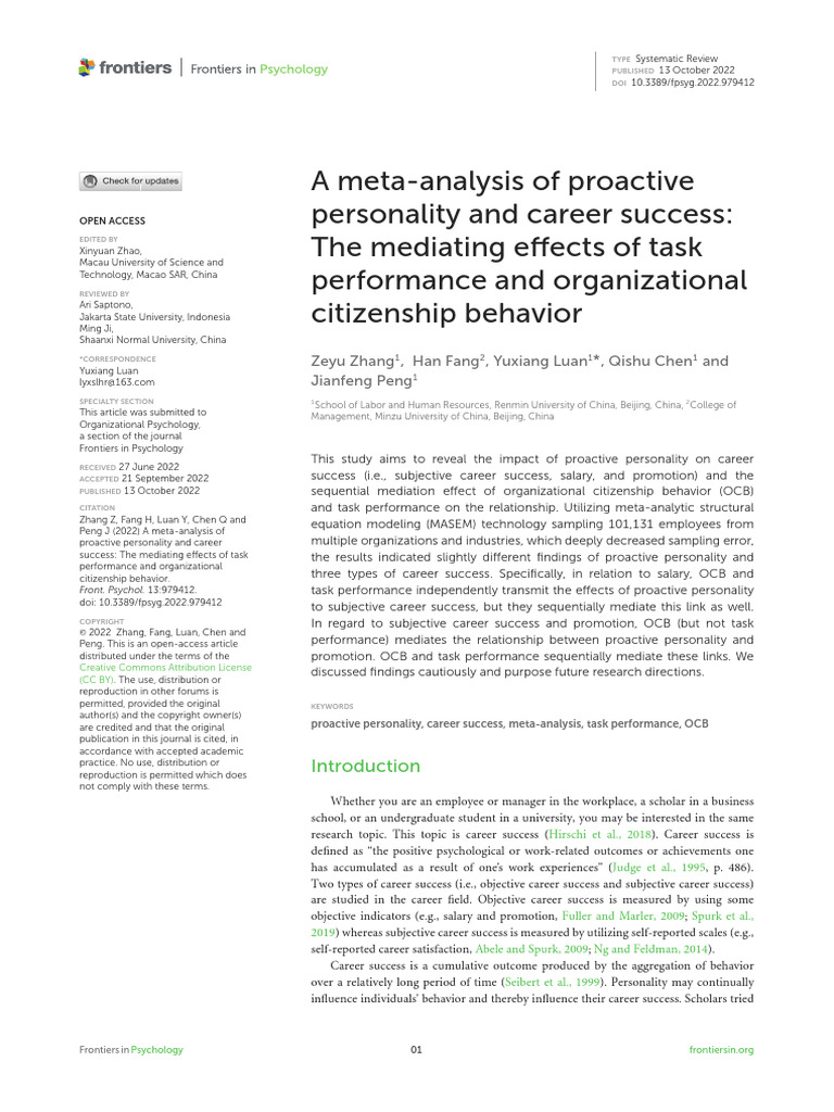 A Meta-Analysis of Proactive | PDF | Meta Analysis | Performance Appraisal