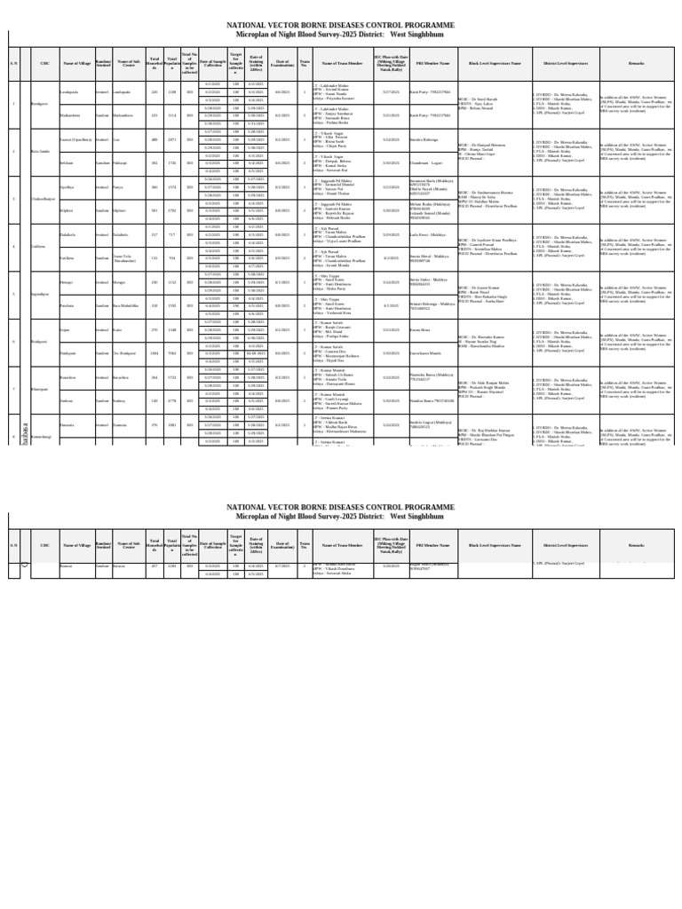 Chaibasa - District Complie Report NBS Microplan 2025 | PDF