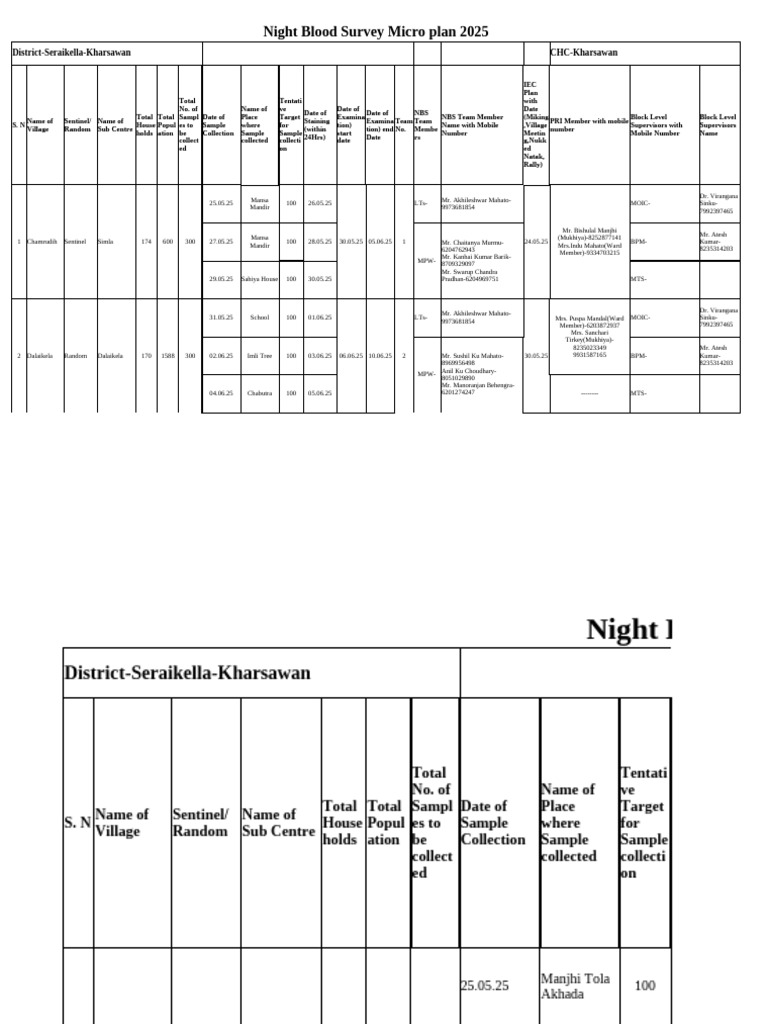Saraikella - CHC Wise NBS Microplan 2025 | PDF