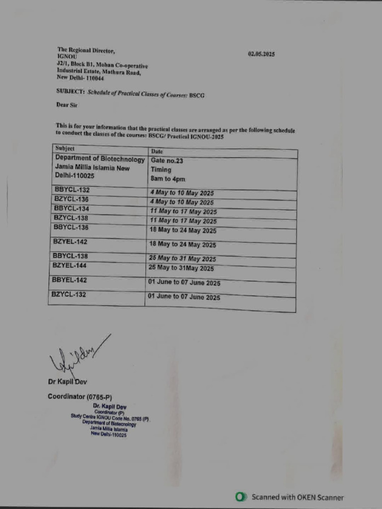 Jamia Practical Schedule | PDF | Physical Sciences | Natural Sciences