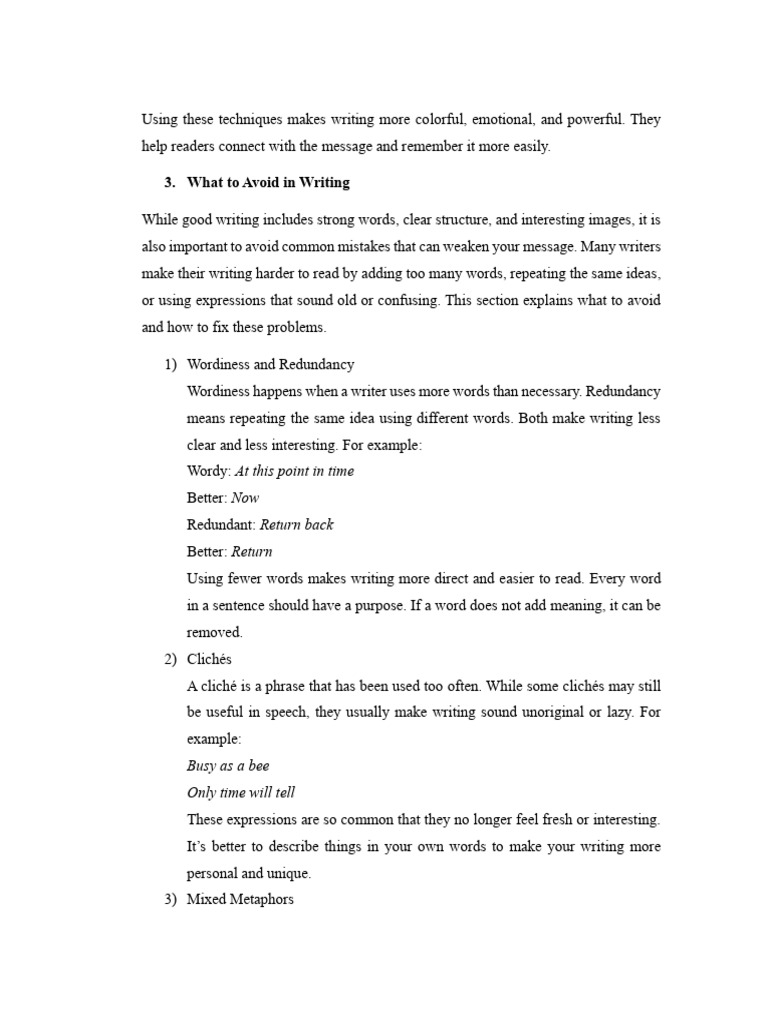 Enhancing Writing: What to Avoid | PDF