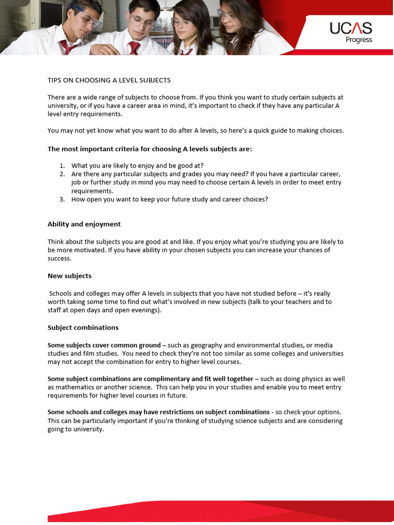A Level Subject Selection Guide | PDF | Qualifications | Educational Stages