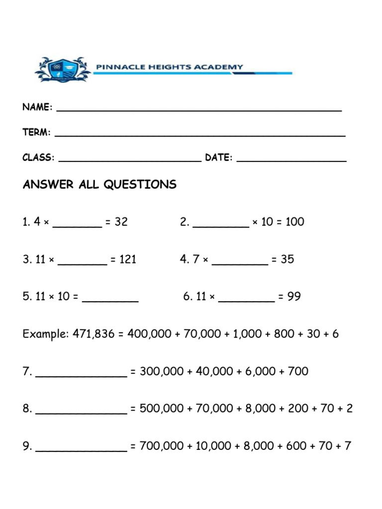 Mathematics Term Two Year 4. Homework | PDF