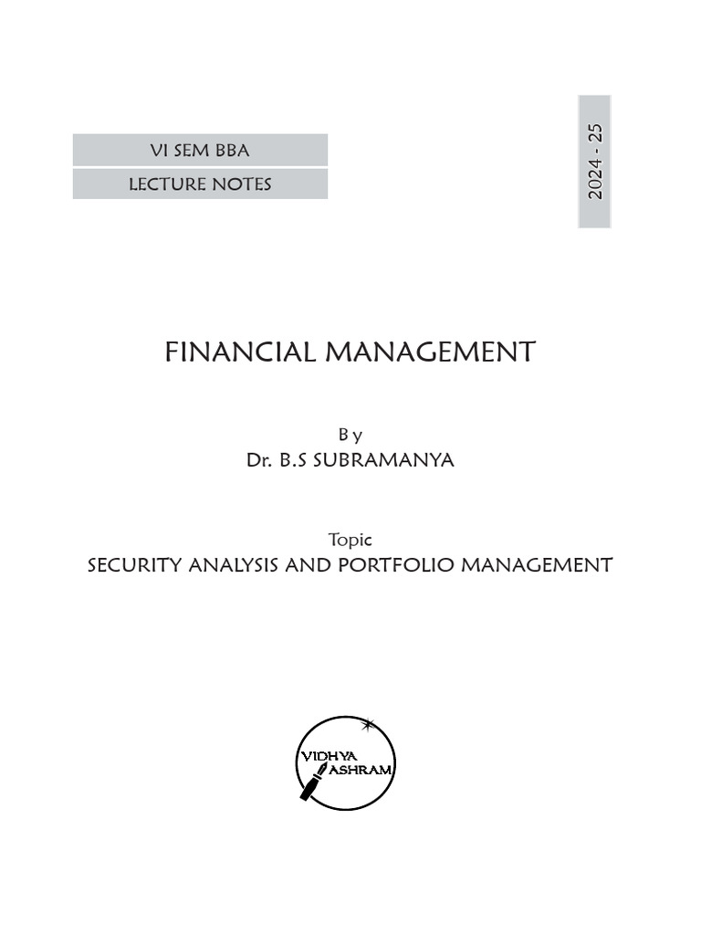 Security Analysis & Portfolio Management | PDF | Futures Contract ...