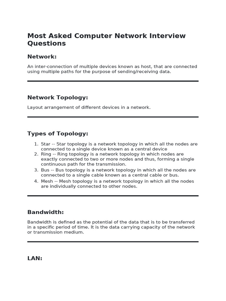 Most Asked Computer Network Interview Questions | PDF | Computer Network | Network Topology