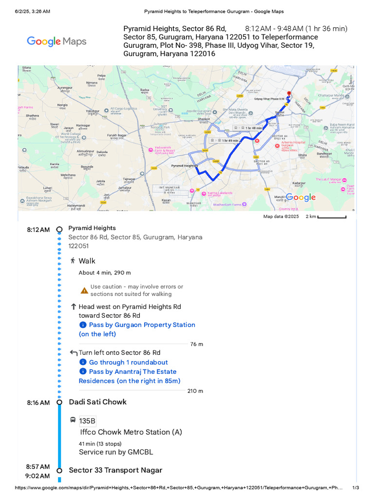 Pyramid Heights To Teleperformance Gurugram - Google Maps | PDF ...