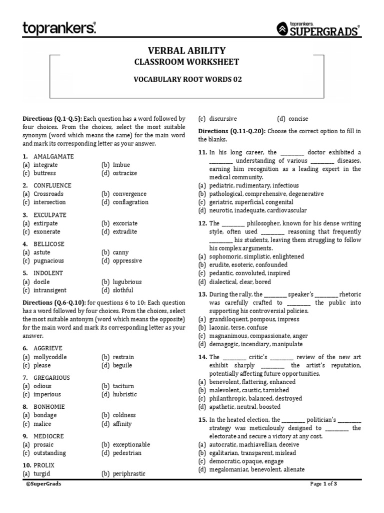 Vocabulary Synonyms and Antonyms Quiz | PDF