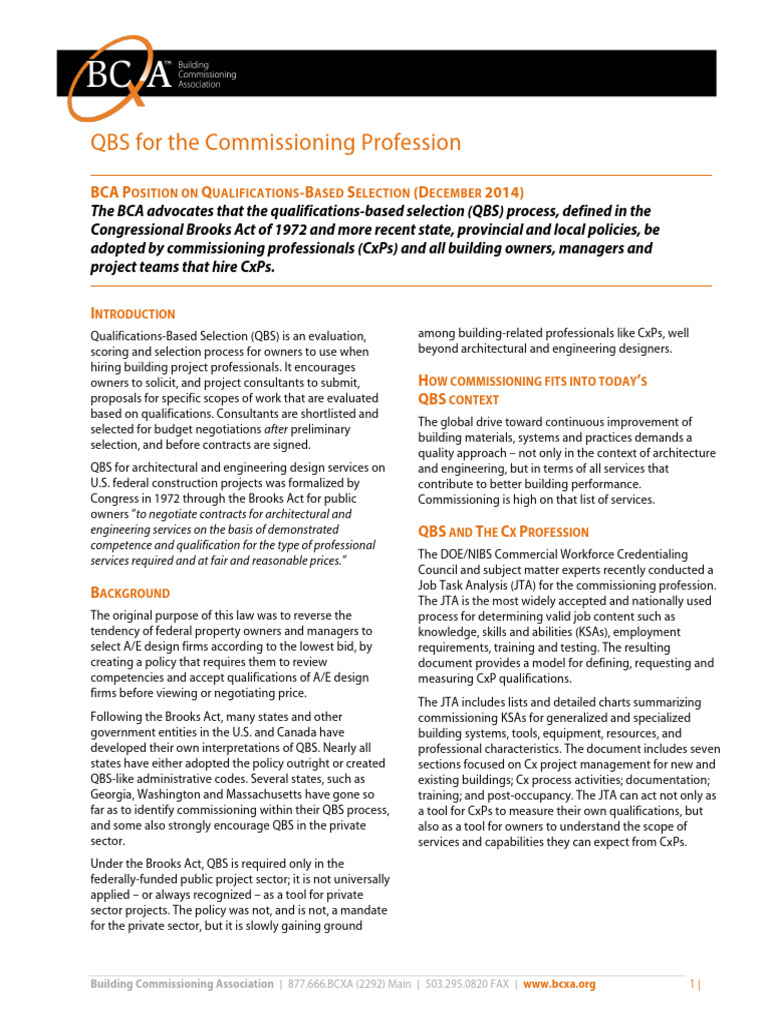 Qualifications-Based Selection (QBS) Process | PDF | Certification