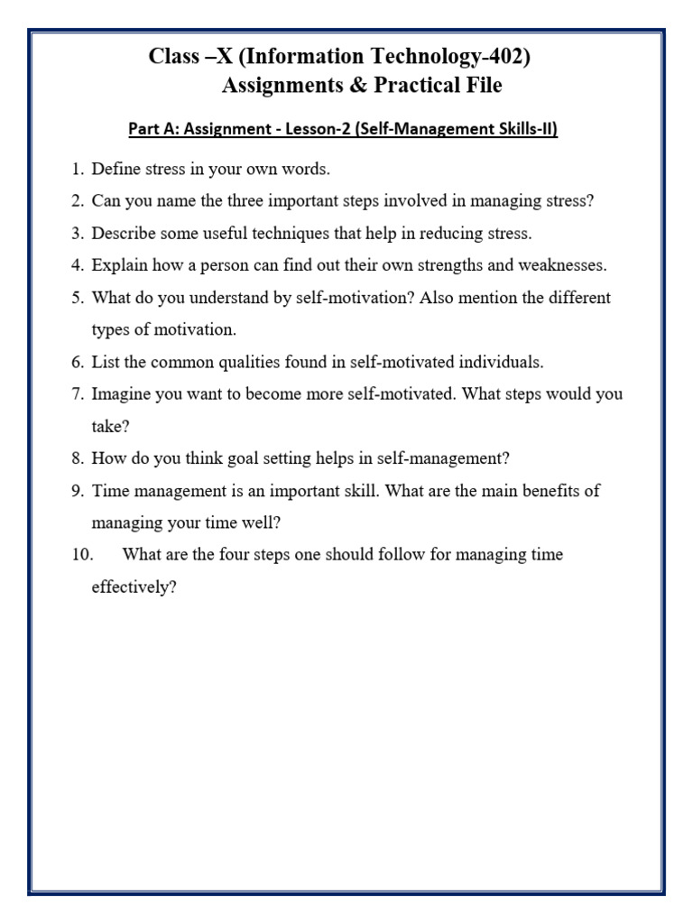 10th IT Assignment & Practical File Format | PDF | Software | Computing