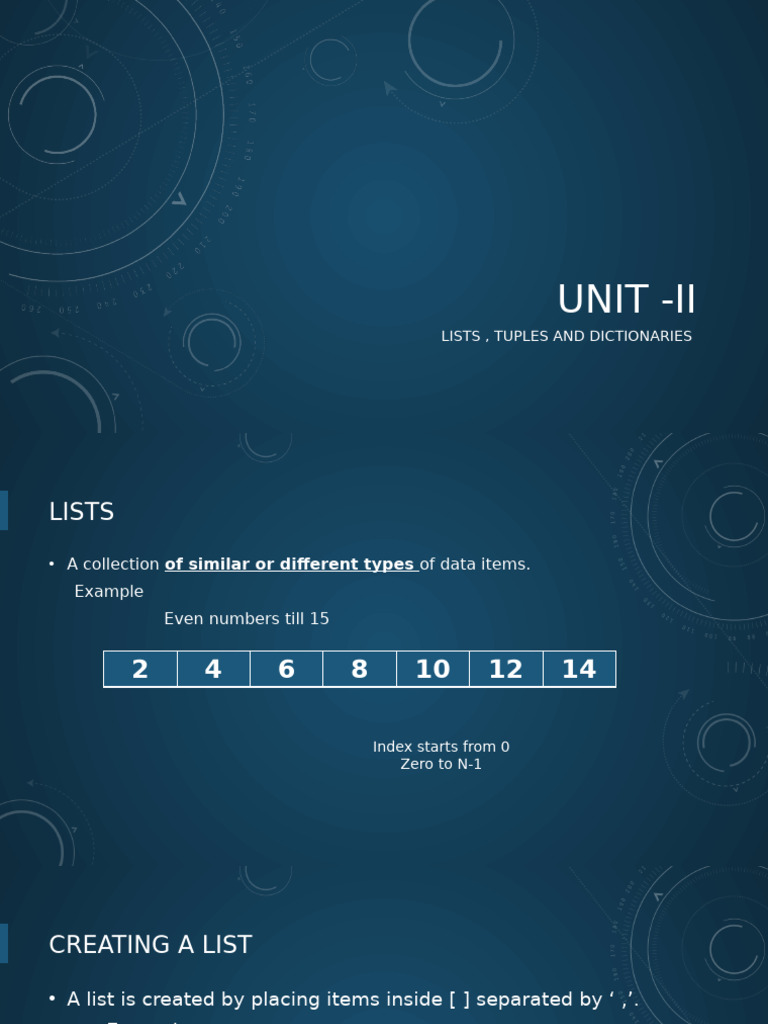 Unit Ii Lists Tuple Dictionary Pdf Bracket Computer Programming