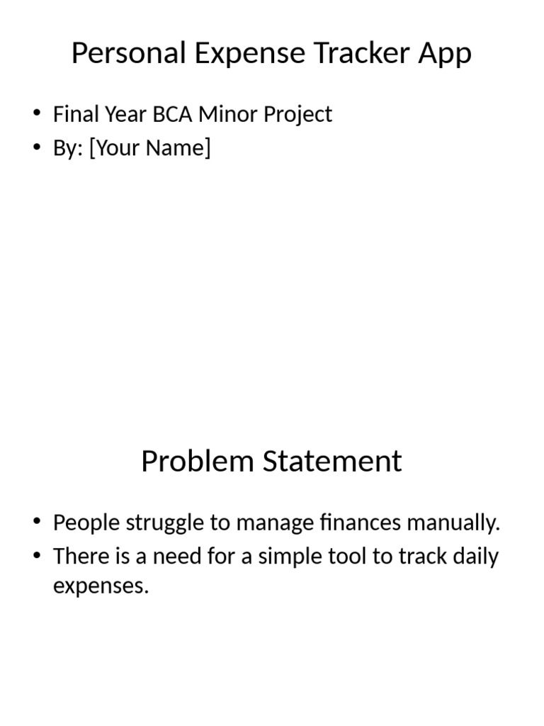 Expense Tracker Project PPT With Chart | PDF