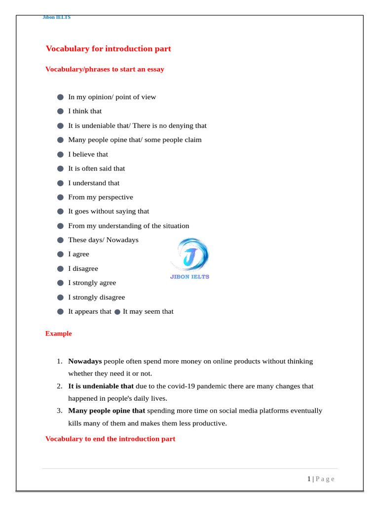 IELTS Writing Task 2 Vocabulary Guide | PDF | Essays | Poverty