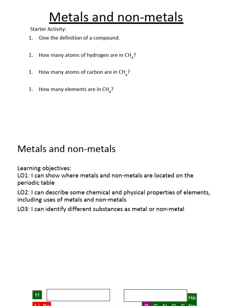 Edited - Topic 1 - Lesson 4 - Metals and Non-Metals | PDF | Metals | Ductility