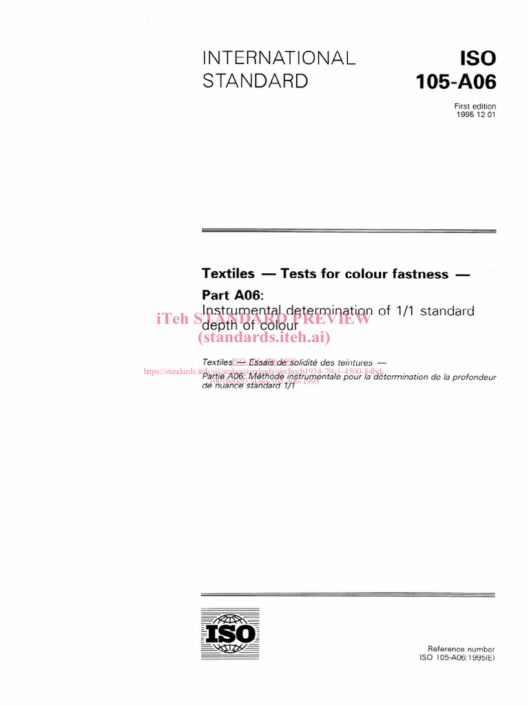ISO 105-A06 1995 Textiles - Tests For Colour Fastness - Instrumental ...