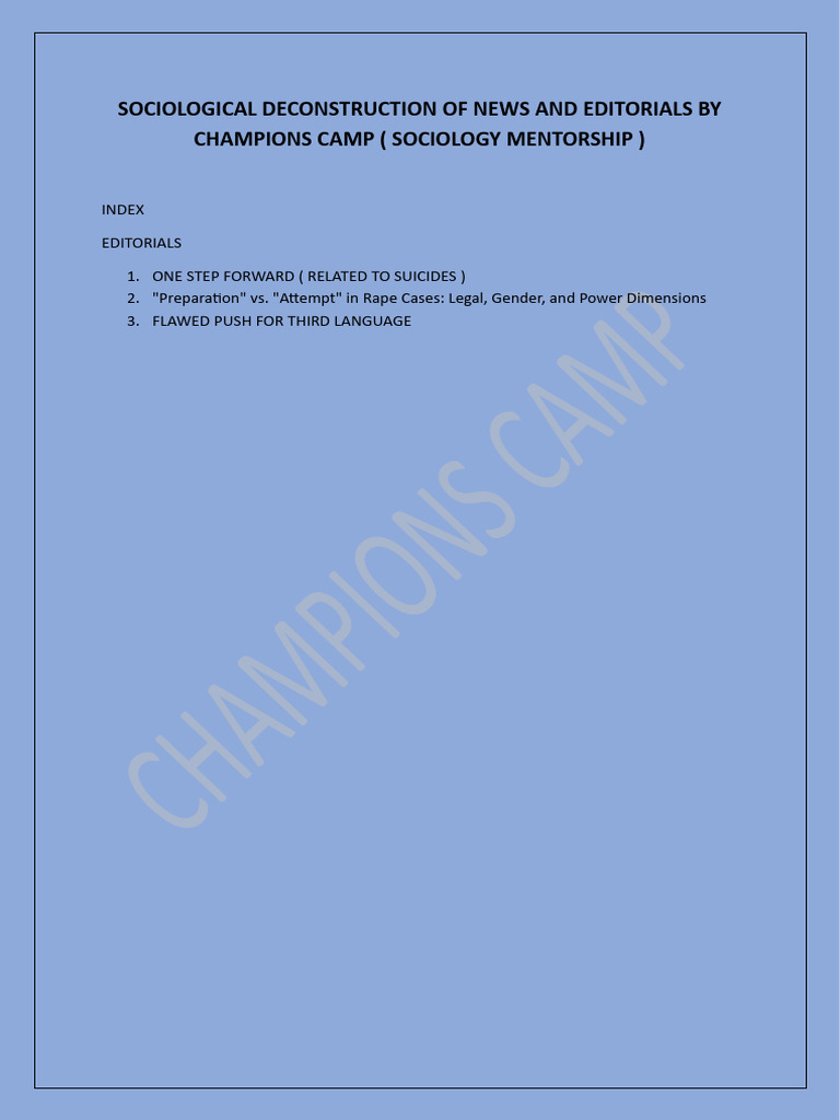 Sociological Deconstruction of News and Editorials by Champions | PDF ...