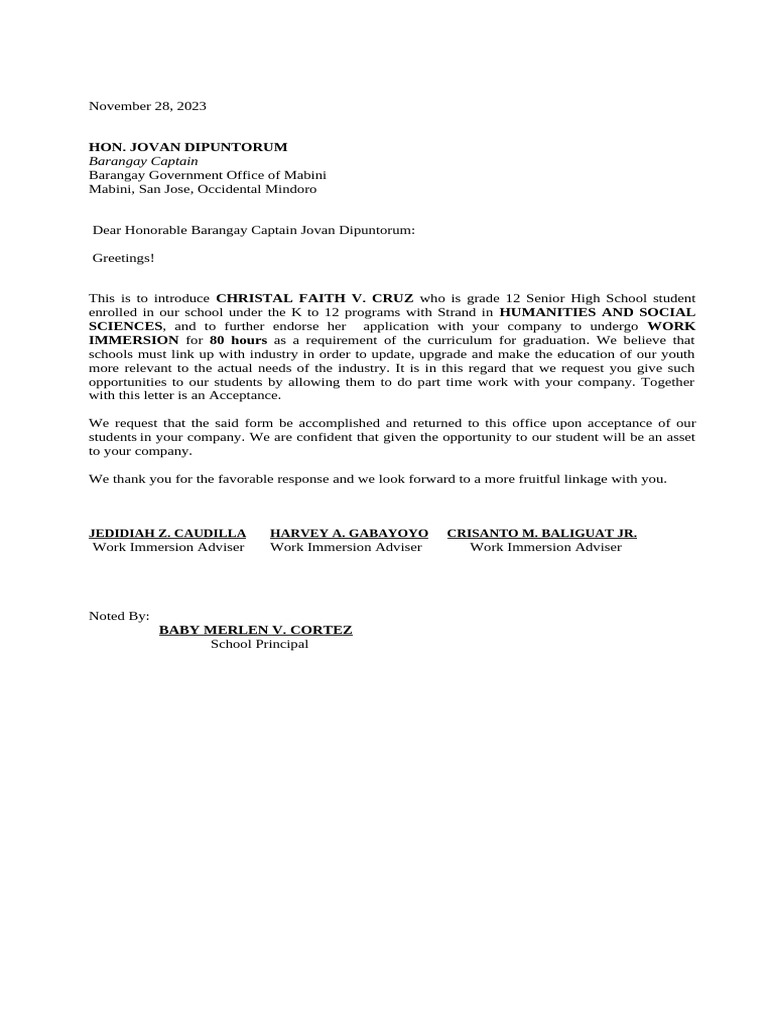 Endorsementt Letter MCA | PDF