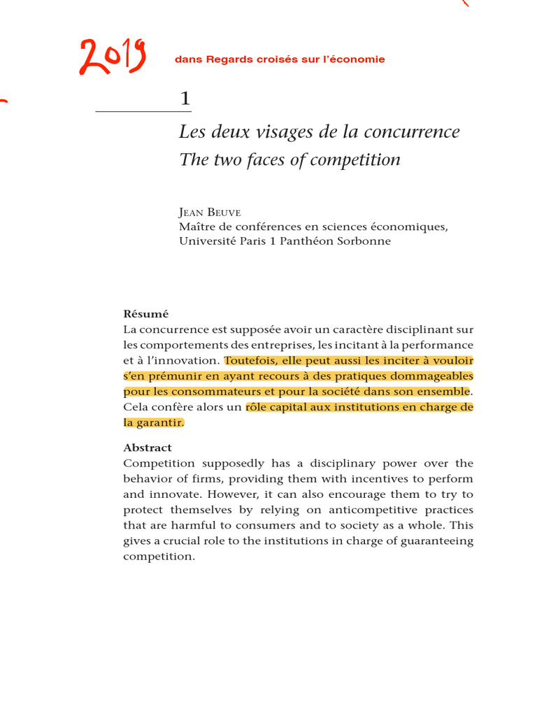 Les enjeux de la concurrence économique | PDF | Monopole | Règles de ...