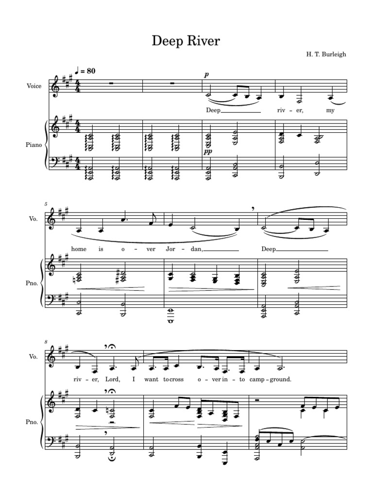 Deep River Sheet Music for Voice and Piano | PDF