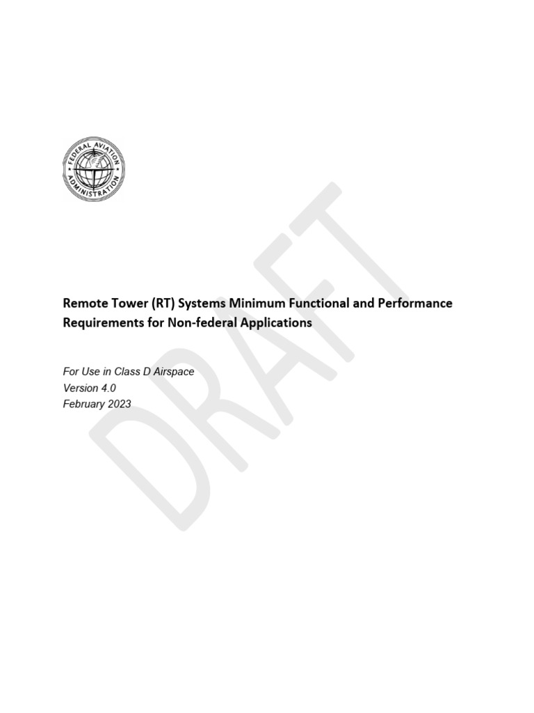 Draft Remote Tower Systems Requirements 4 0 | PDF | Air Traffic Control ...