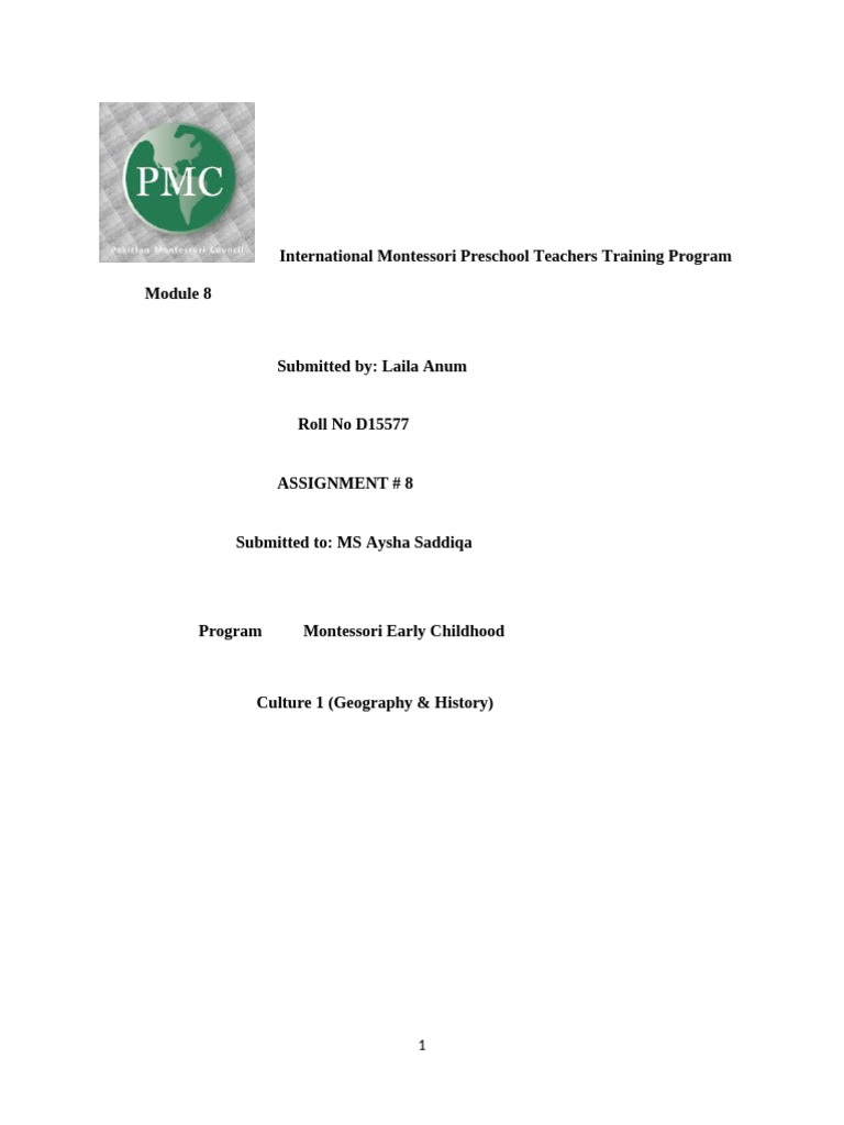 Montessori Cultural Exercises Overview | PDF | Montessori Education ...